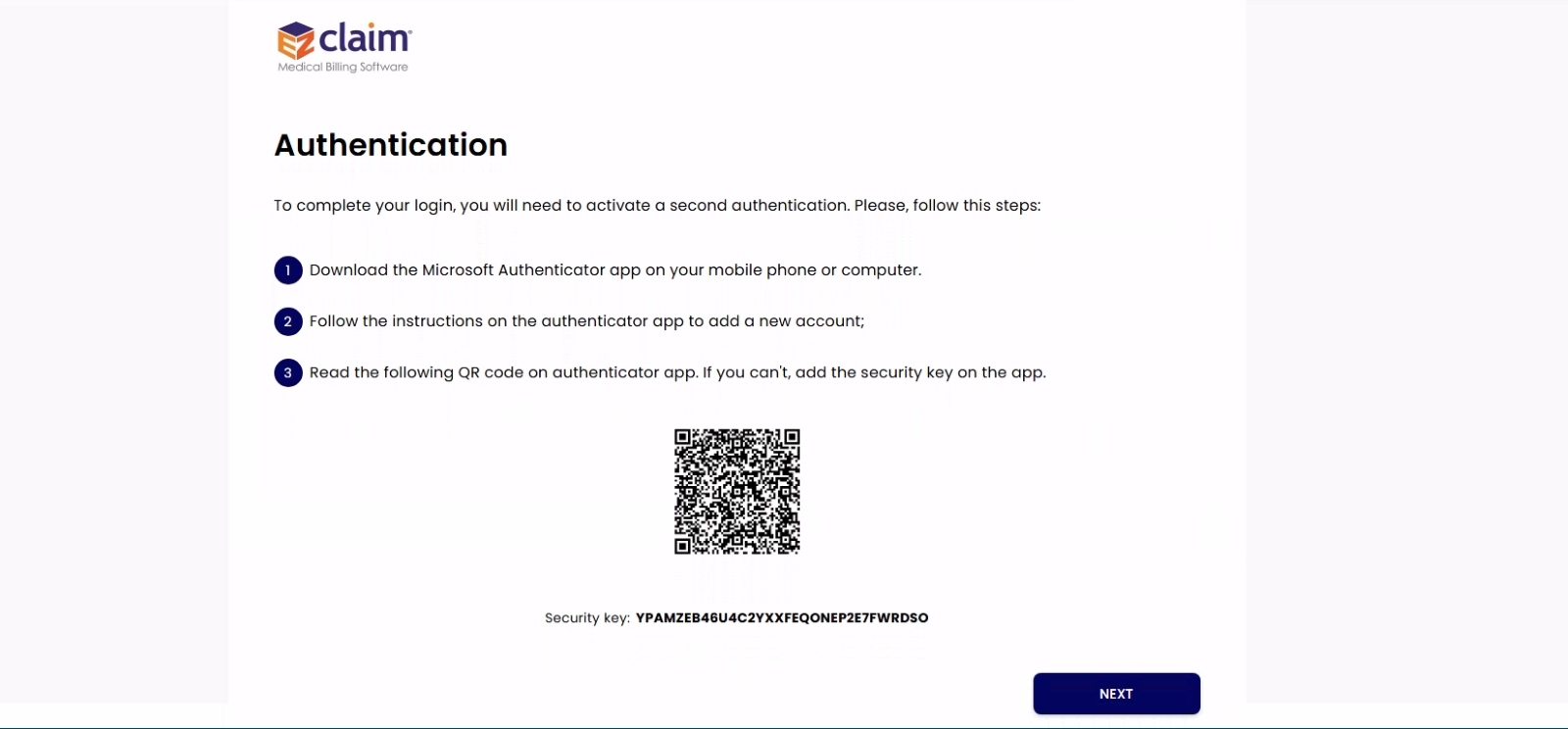 EZClaimPay Logging in version 9.0