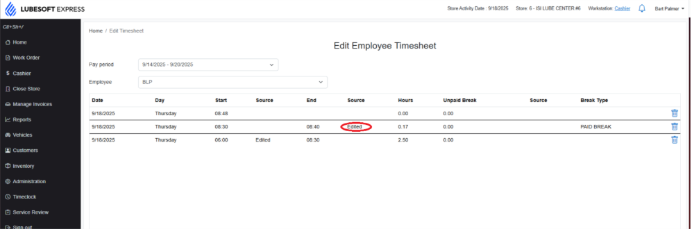 LubeSoft Express - How to Edit, Add, and Delete Timesheet Entries